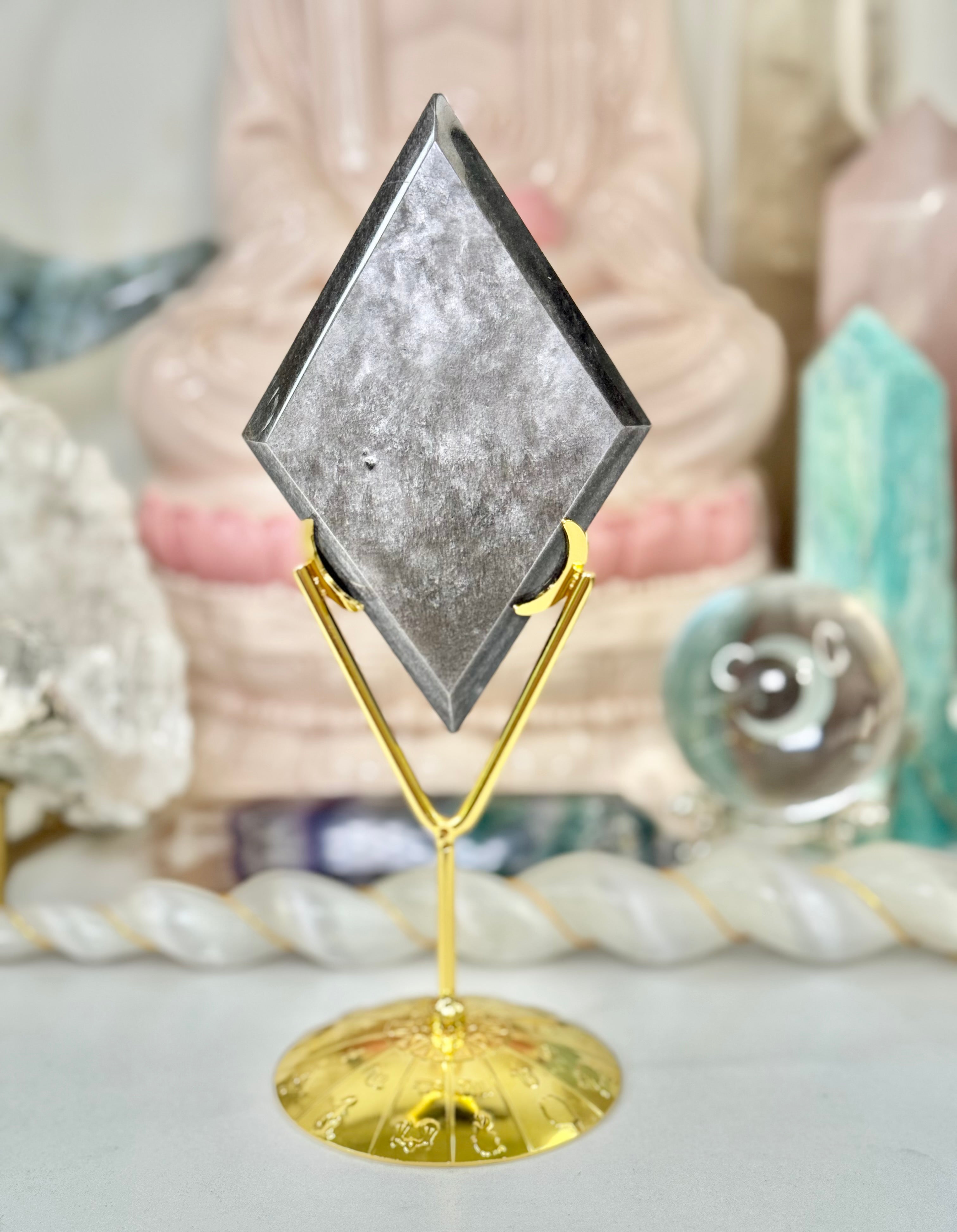 Silver Sheen Obsidian With Stand – Spiritualbathsbylagypsy